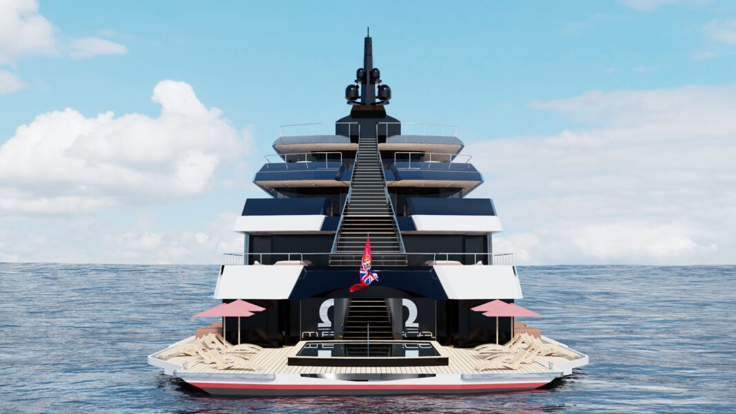 Omega 93 proposes a sleek and fast superyacht with an elevating deck ...